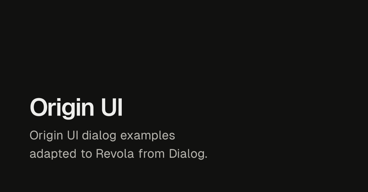 Origin UI - Revola